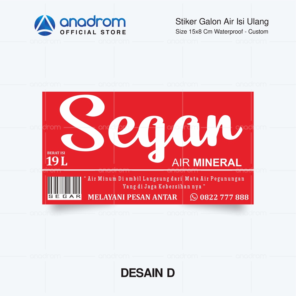 Jual Stiker Galon Air Isi Ulang | Stiker Galon Anti Air | Anadrom 3164 ...