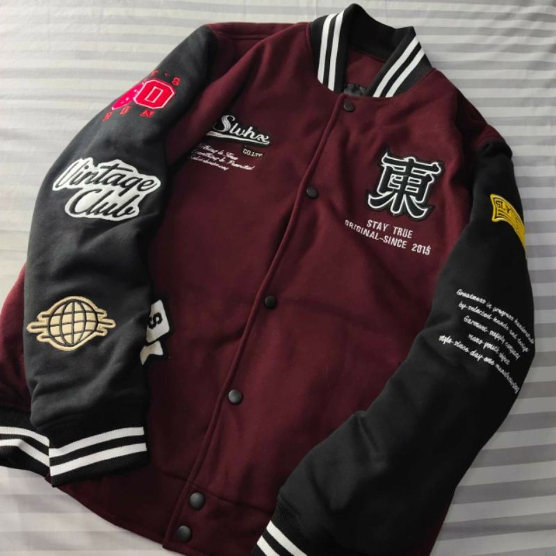 Jual VARSITY JACKET / JAKET BASEBALL VARSITY/ FULL PRINT RESLETING ...