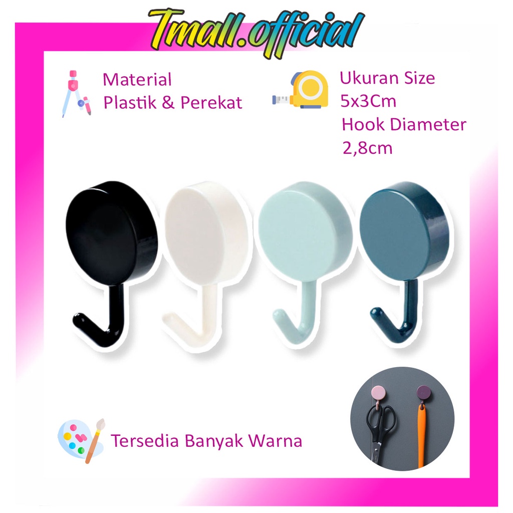 Jual TMALL R373 Gantungan Hook Bulat Polos Tempel Tembok Wall Hook ...