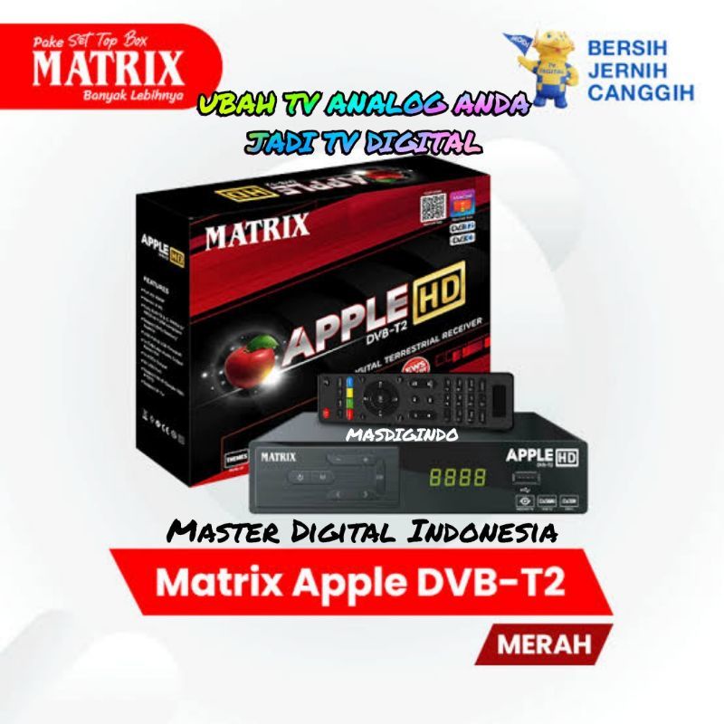 Jual Set Top Box Matrix Apple Merah STB HD TV Digital Youtube | Shopee ...