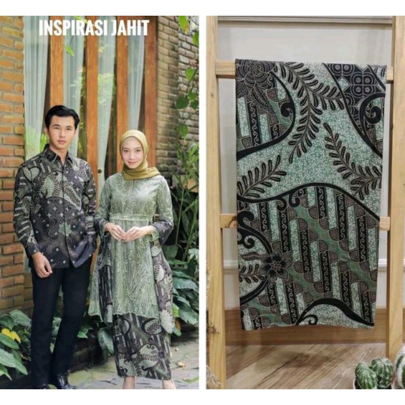 Jual Kain Batik warna sage Jarik Kebaya Kode 847 Couple Katun Printing ...
