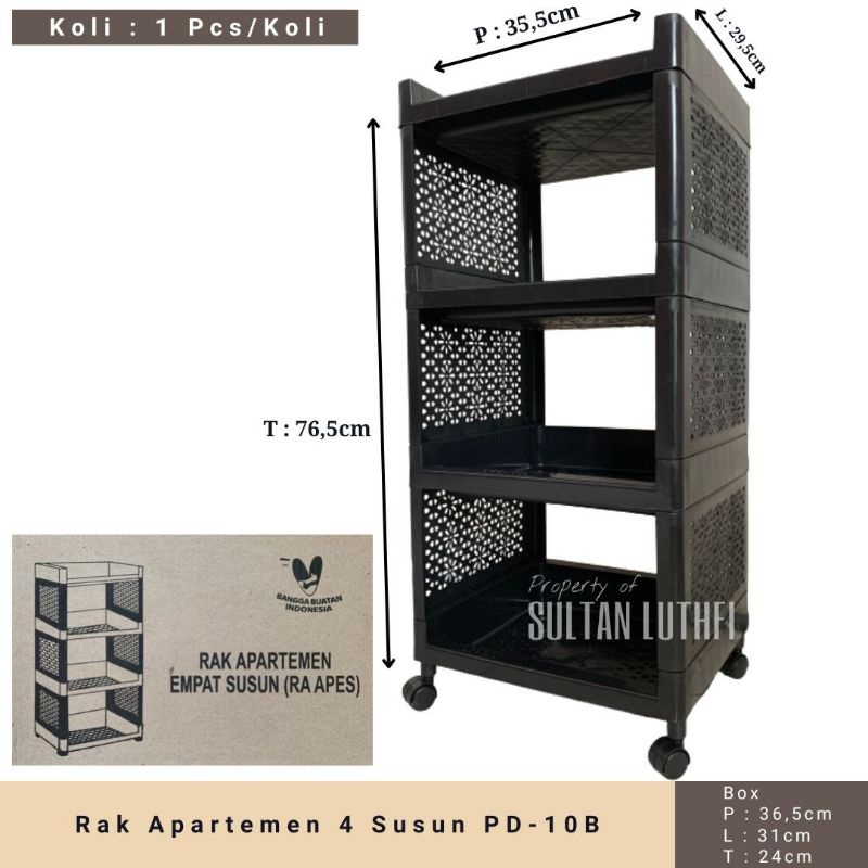 Jual (MURAH) Rak apartemen 4susun serbaguna + Roda / Rak serbaguna 4 ...