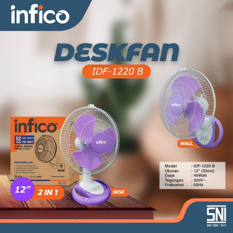 Jual INFICO DESK FAN WALL FAN 2IN1 12" IDF-1220B | Shopee Indonesia