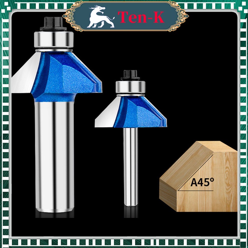 Jual 1/4" Mata Profil Kayu 6mm 45° Chamfer/Mata Router Profil Kayu V 45 ...