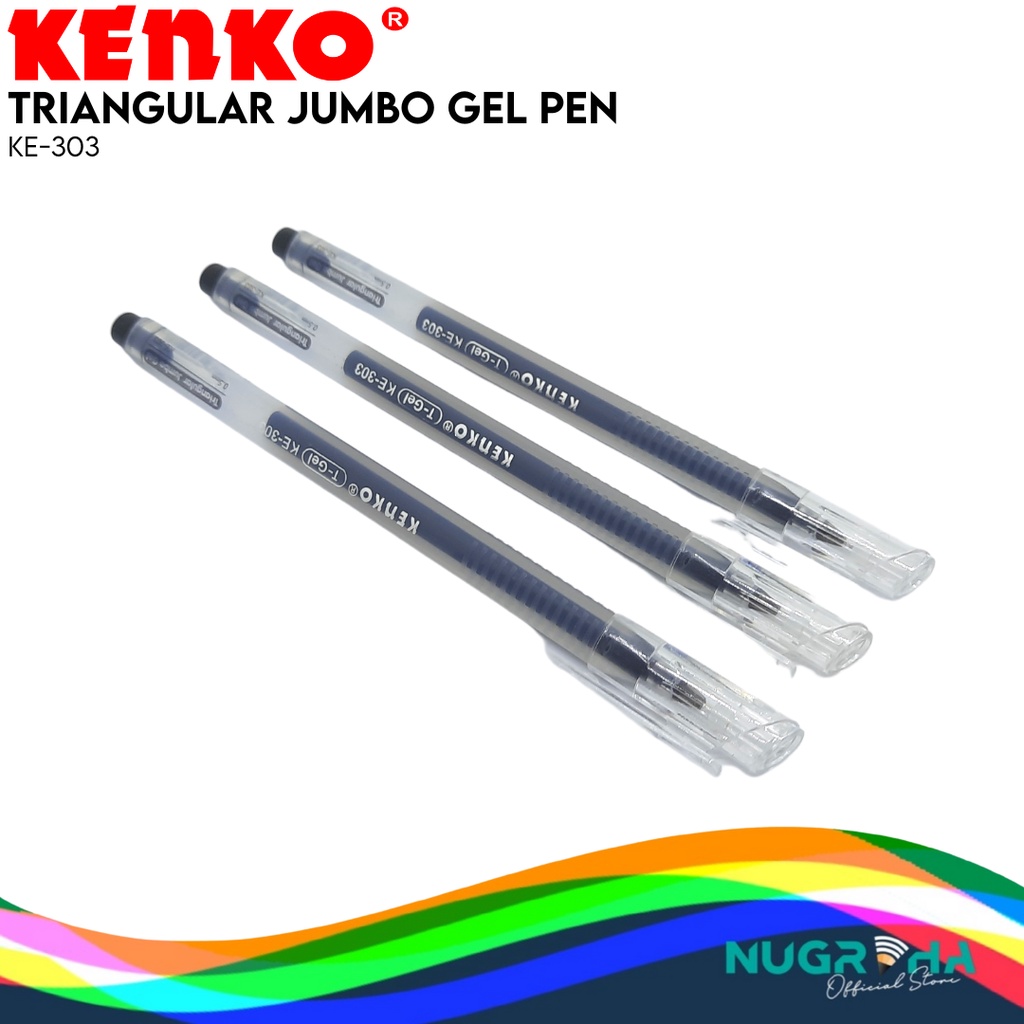 Jual Gel Pen Ke-303 T-Gel Triangular Black KENKO / Pulpen / Pena 0.5 MM ...