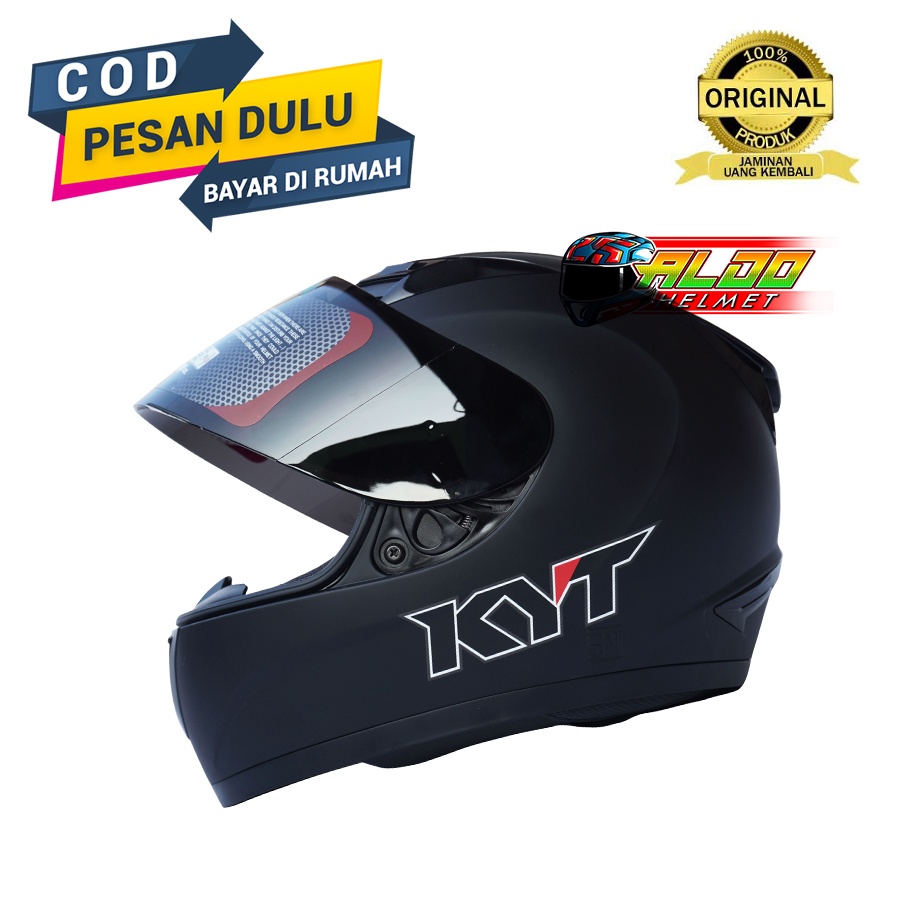 Jual HELM KYT R10 BLACK DOFF KACA SMOKE | KYT R 10 | HELM FULL FACE | KYT SINGLE VISOR ...