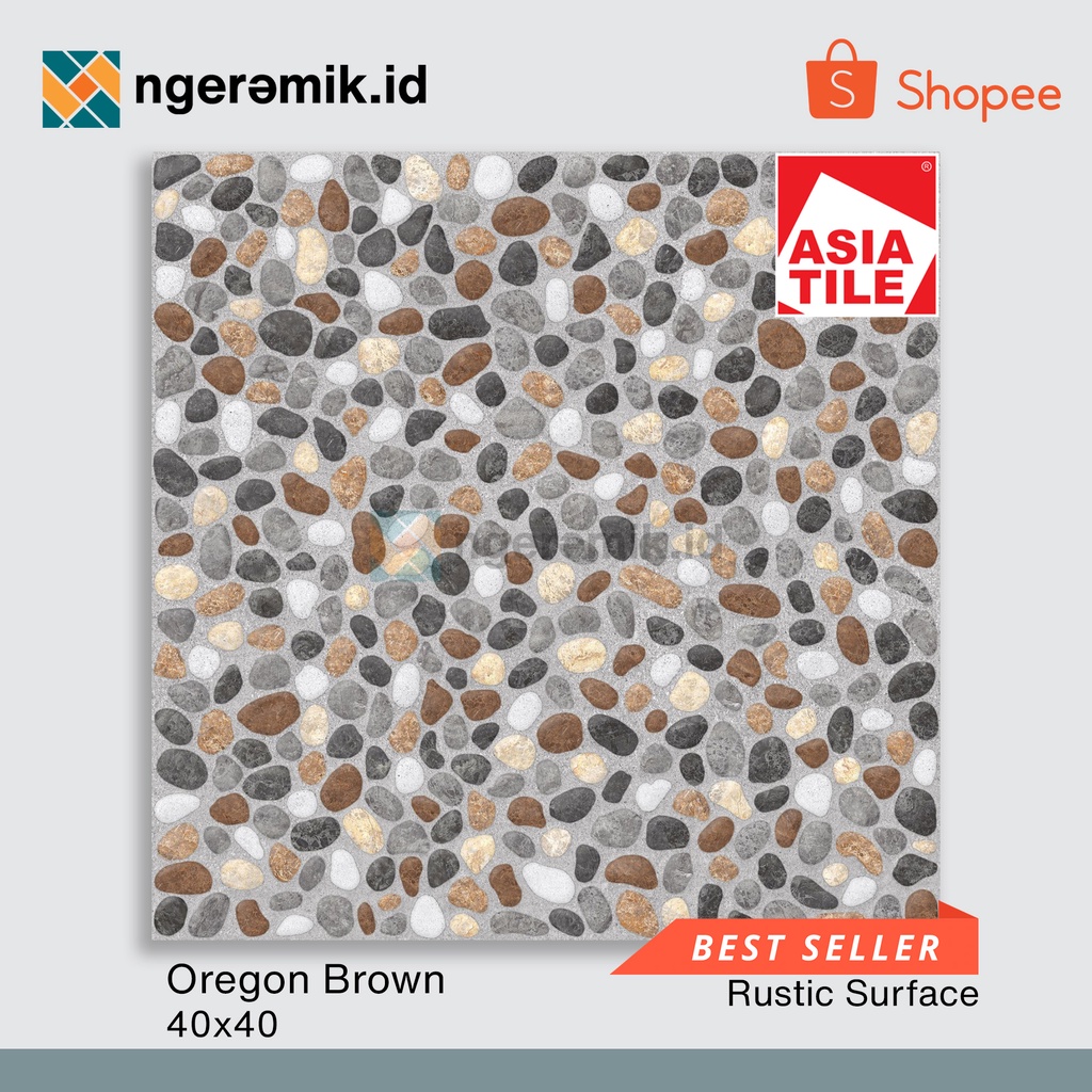 Jual Keramik Lantai Kasar 40x40 Asia Tile Oregon Brown Grey 40x40 ...