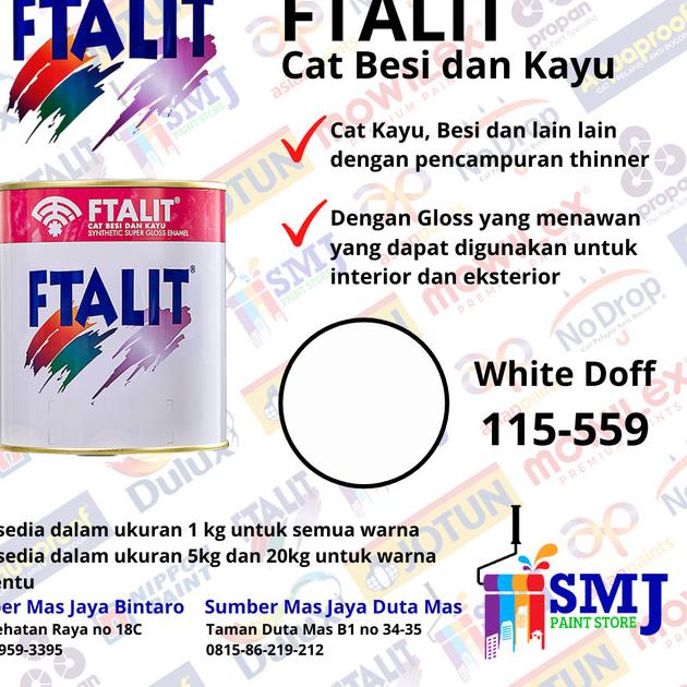 Jual Cat Besi dan Kayu Minyak FTALIT Putih / White Doff 559 - 1 kg ...
