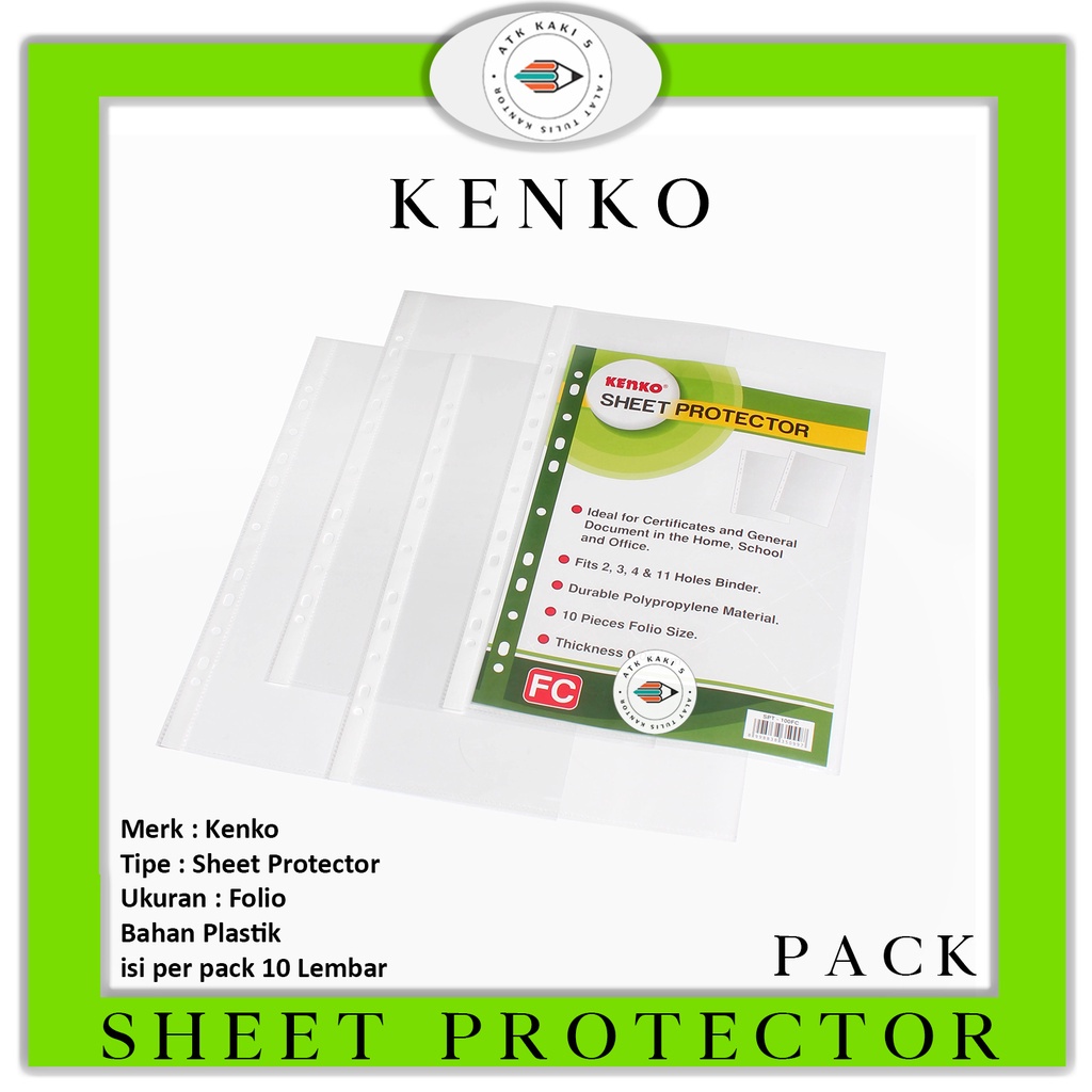 Jual KENKO - Sheet Protector FC - Folio Plastik Pelindung Kertas - Pack ...