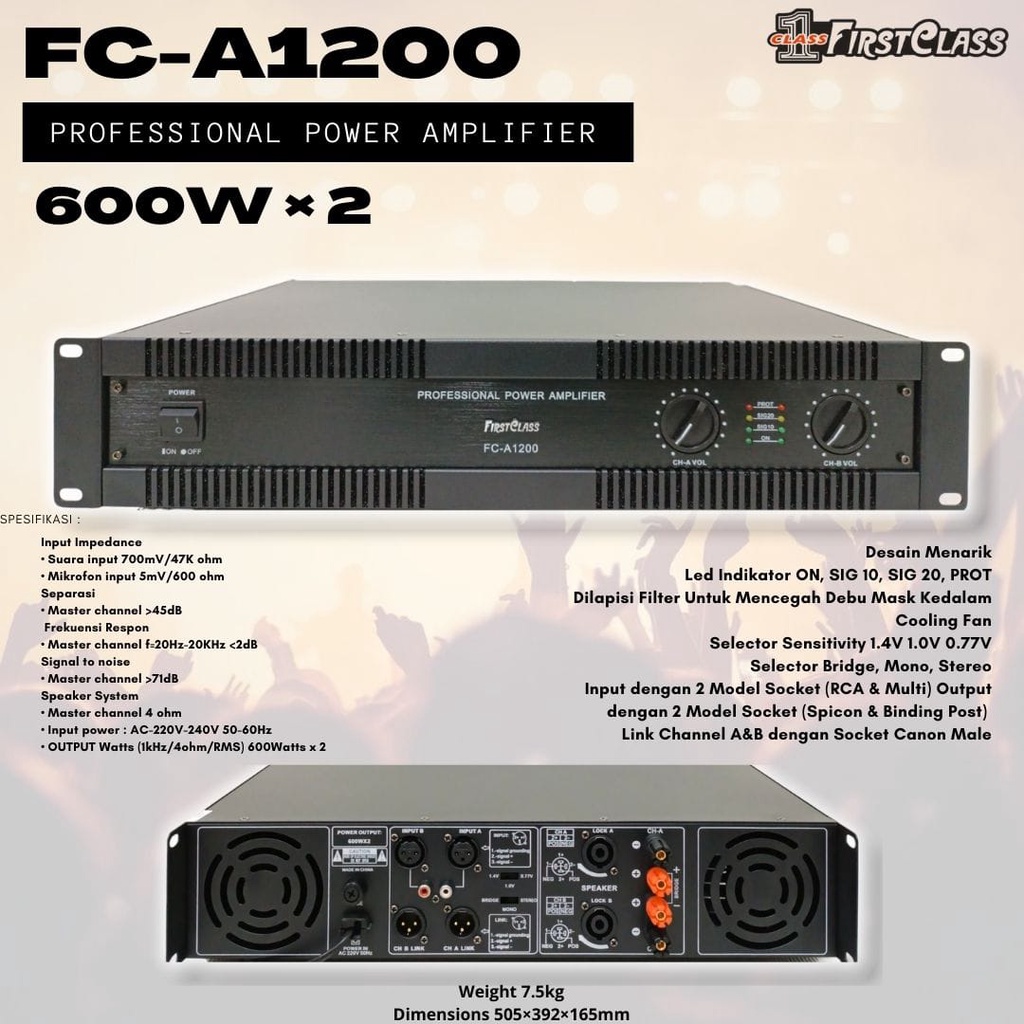 Jual PROFESSIONAL POWER AMPLIFIER FC-A1200 FIRSTCLASS FCA1200|FCA 1200 ...