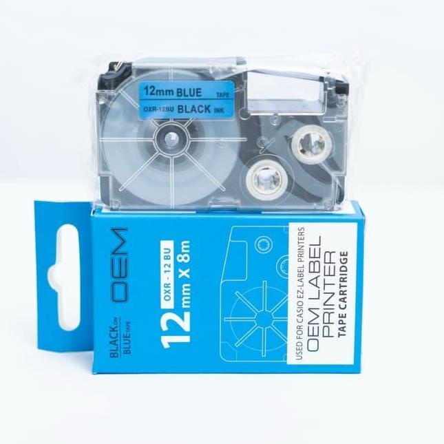 Jual OEM TAPE EZ LABEL CASIO 12MM BLACK INK BLUE (OXR-12BU) | Shopee ...