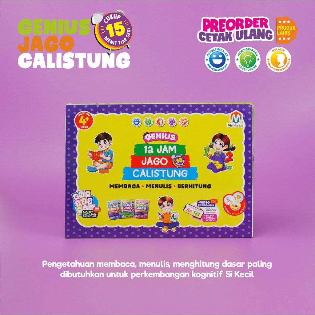 Jual Bluescorner Books - ZiyadBooks - CALISTUNG 12 JAM GENIUS JAGO MEMBACA, MENULIS DAN ...