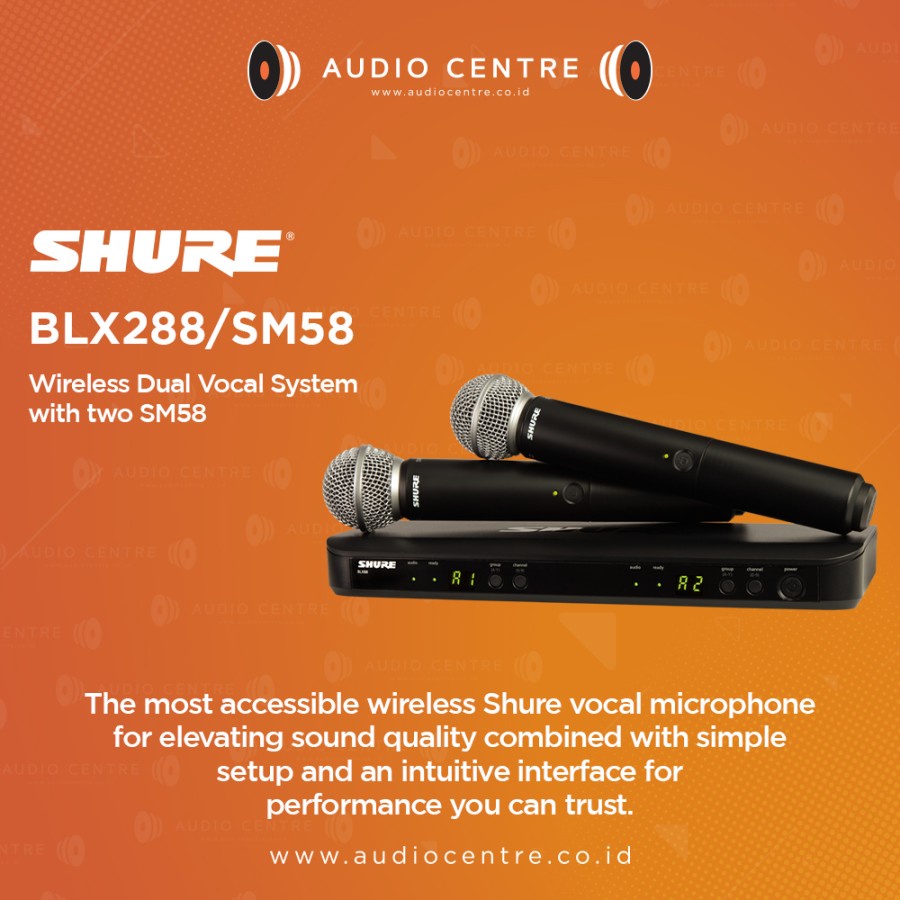 Jual Shure BLX288/SM58 BLX 288 SM58 Dual Wireless Microphone Original ...