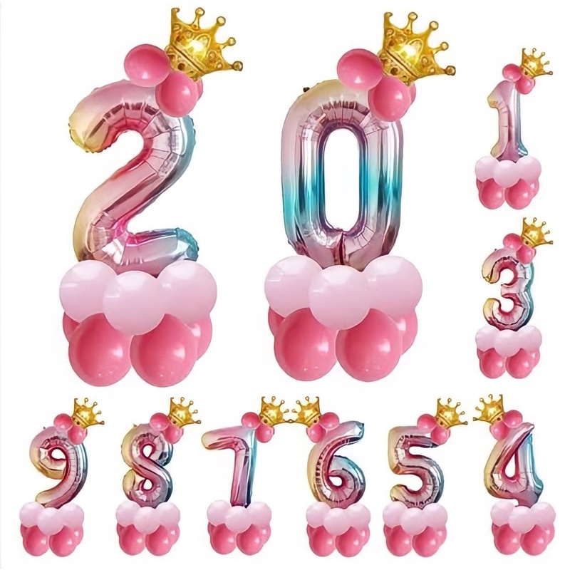 Jual PAKET BALON ANGKA MAHKOTA JUMBO RAINBOW | Shopee Indonesia