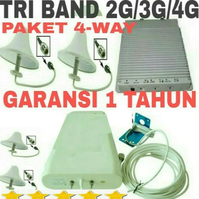 Jual Penguat Sinyal Hp Tri Band 2G/3G/4G Paket 4 Way Repeater Signal Hp | Shopee Indonesia
