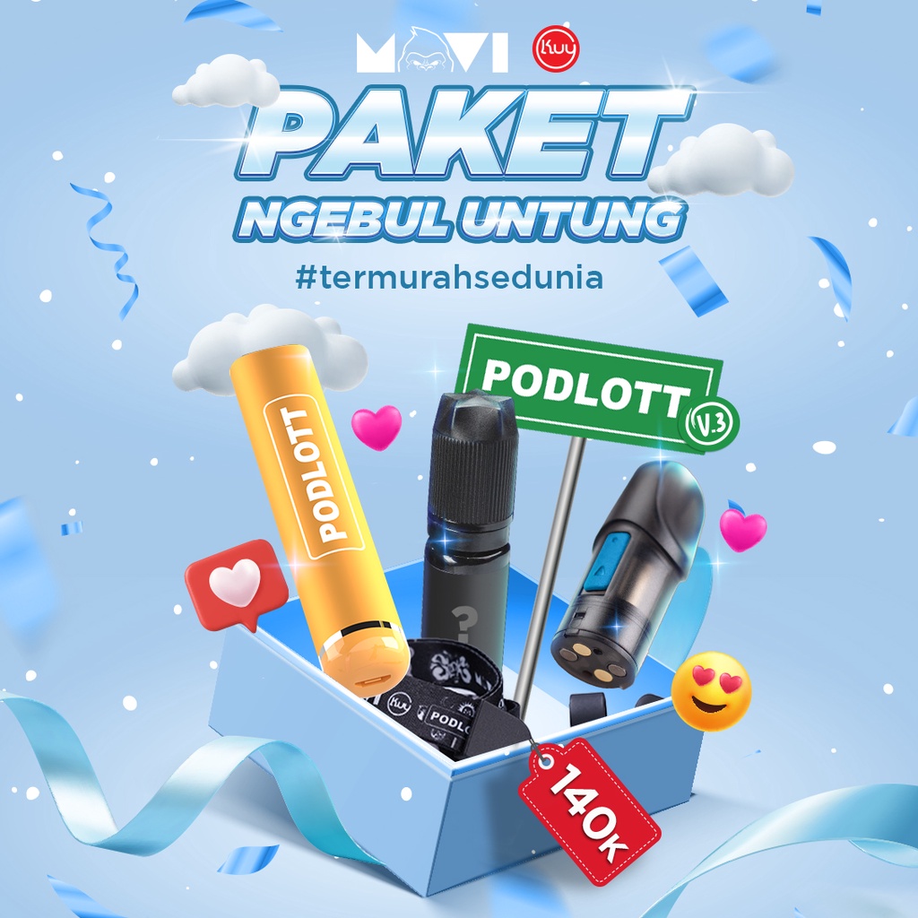 Jual PAKET NGEBUL UNTUNG KUY PODLOTT V3 FREE LIQUID NICSAL99+ | Shopee ...