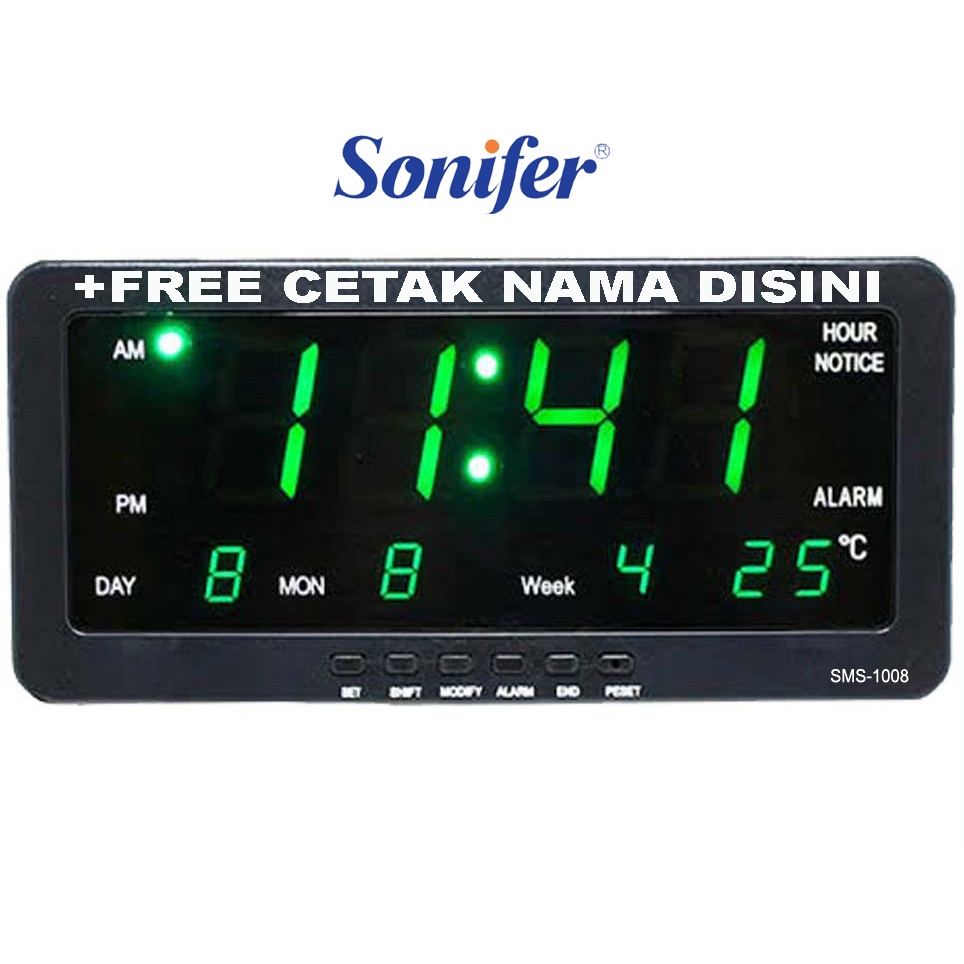 Jual Jam Meja & Jam Dinding Digital SONIFER SMS-1008 Hijau/Biru LED ...