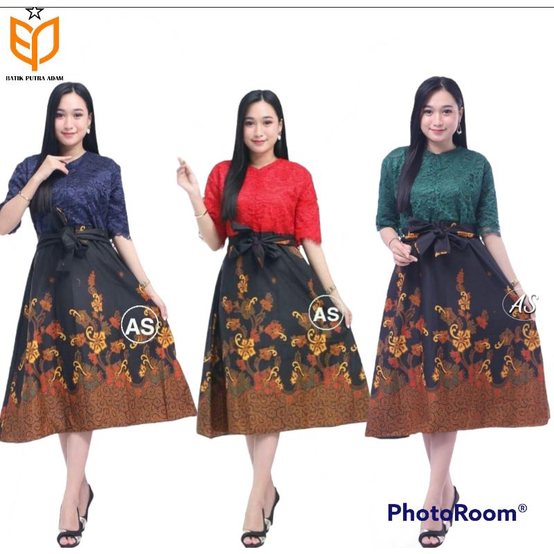 Jual Dress batik kombinasi//dress batik brokat //dress batik pesta ...