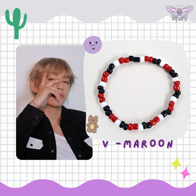 Jual KPOP BTS Bracelet handmade / gelang manik / gelang monte V ...