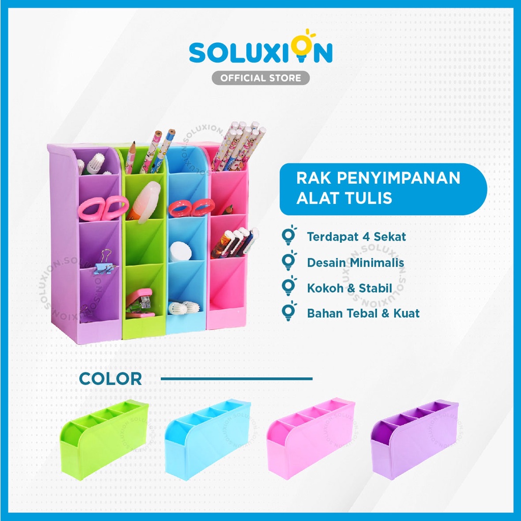 Jual Rak Pensil Mini Tempat Alat Tulis 4 Sekat Storage Box Wadah Kotak ...
