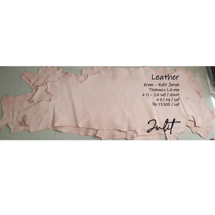 Jual Kain Kulit Sapi Lembaran (Leather Sheet) - Krem Kulit Jeruk 1.4 mm ...