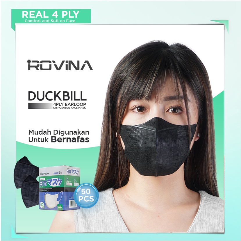 Jual Rovina Mask - Masker Duckbill Rovina Non Medis 3 Ply Perbox Isi 50 ...