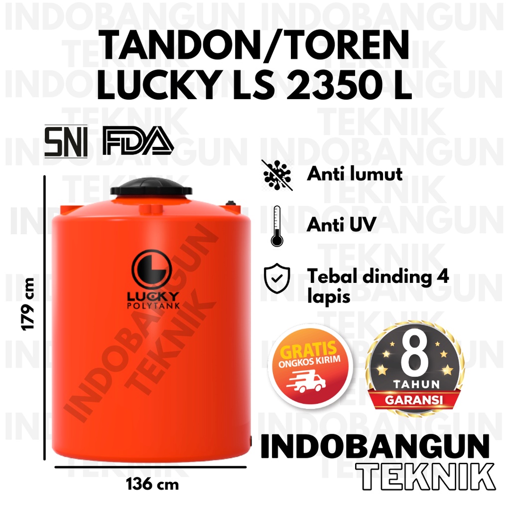 Jual Tandon Toren Tangki Air Lucky Standard 2000 Liter 2350 Liter Harga ...