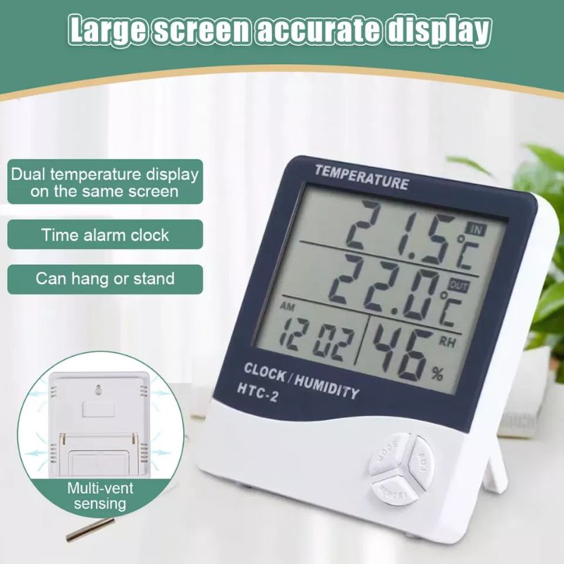 Jual digital hygrometer thermometer clock jam meja digital temperatur ...