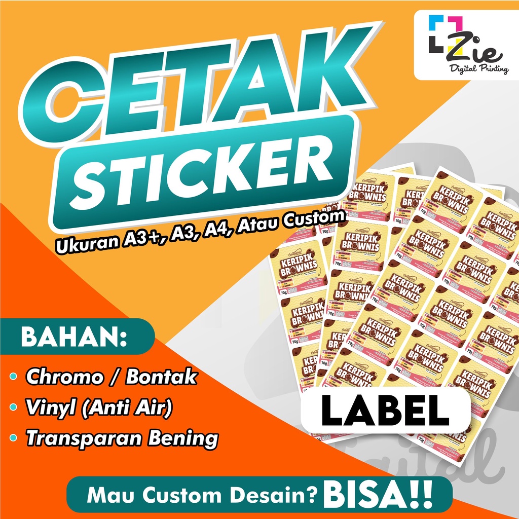 Jual Print/Cetak Sticker Label A3+, A4 | Bontak, Vinyl, Transparan ...