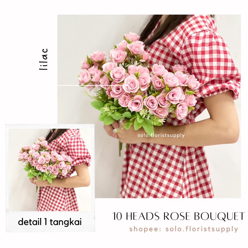 Jual 10 HEAD ROSE BOUQUET BUNGA MAWAR KECIL HIAS ARTIFICIAL PASTEL ROSE ...
