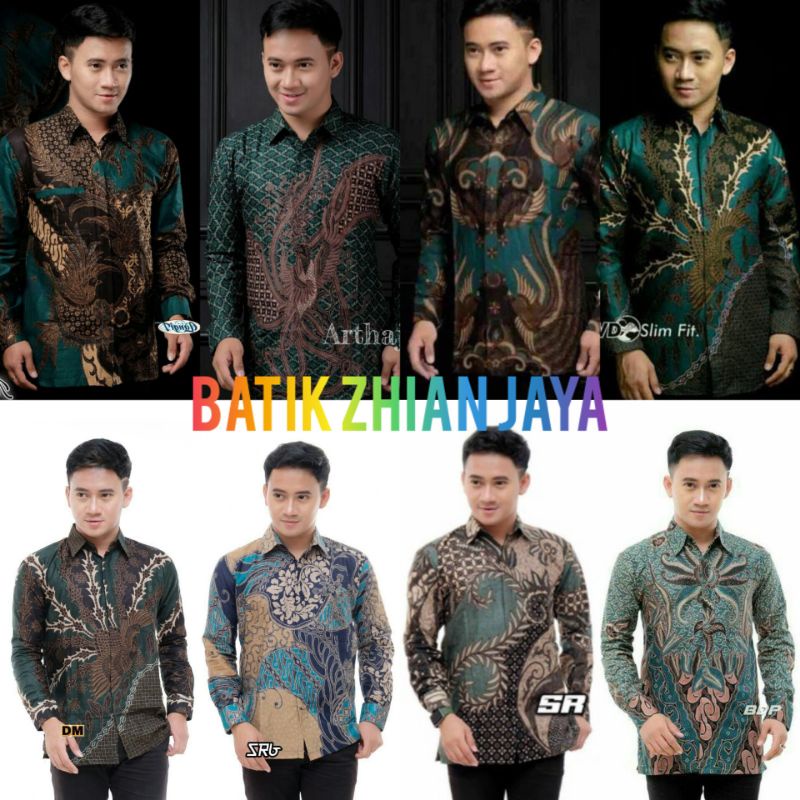 Jual Kemeja Batik Pria Slim Fit Warna Hijau Ijo Toska Green Lengan ...