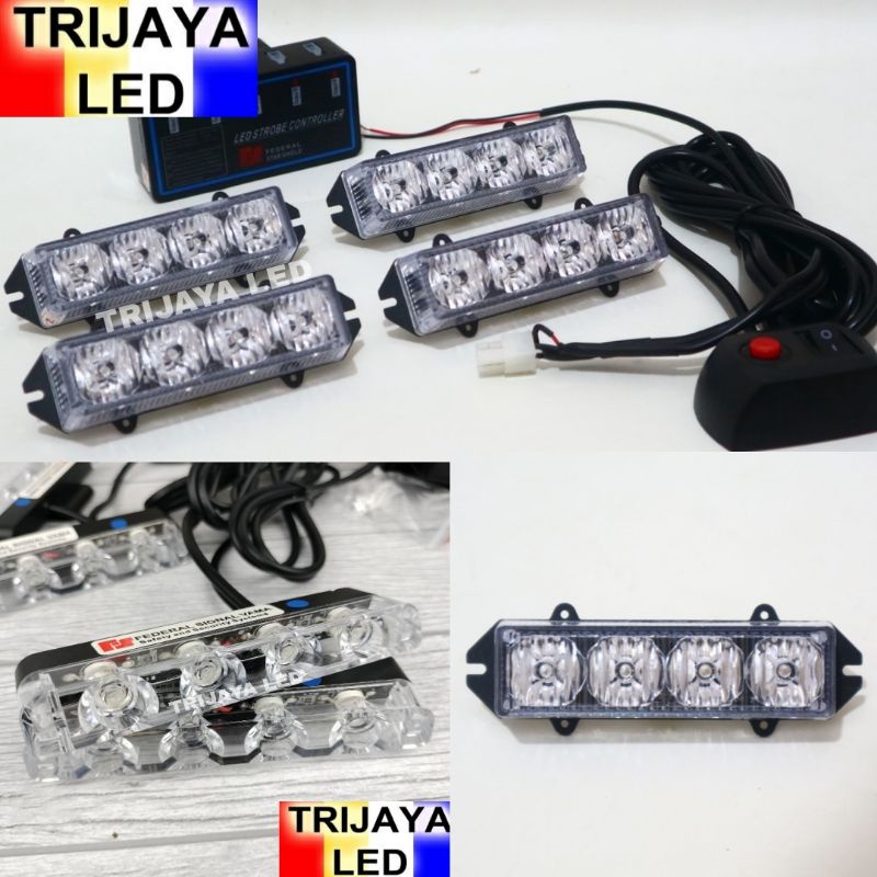 Jual Lampu LED Flash Running 4x4 16 Mata 8 Mode Grille Senja Saklar ...
