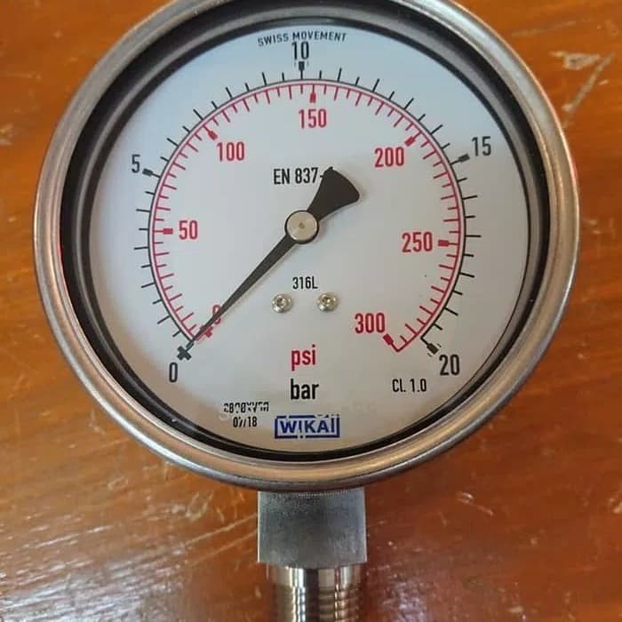 Jual Pressure gauge wika 20 bar psi 4inchi | Shopee Indonesia