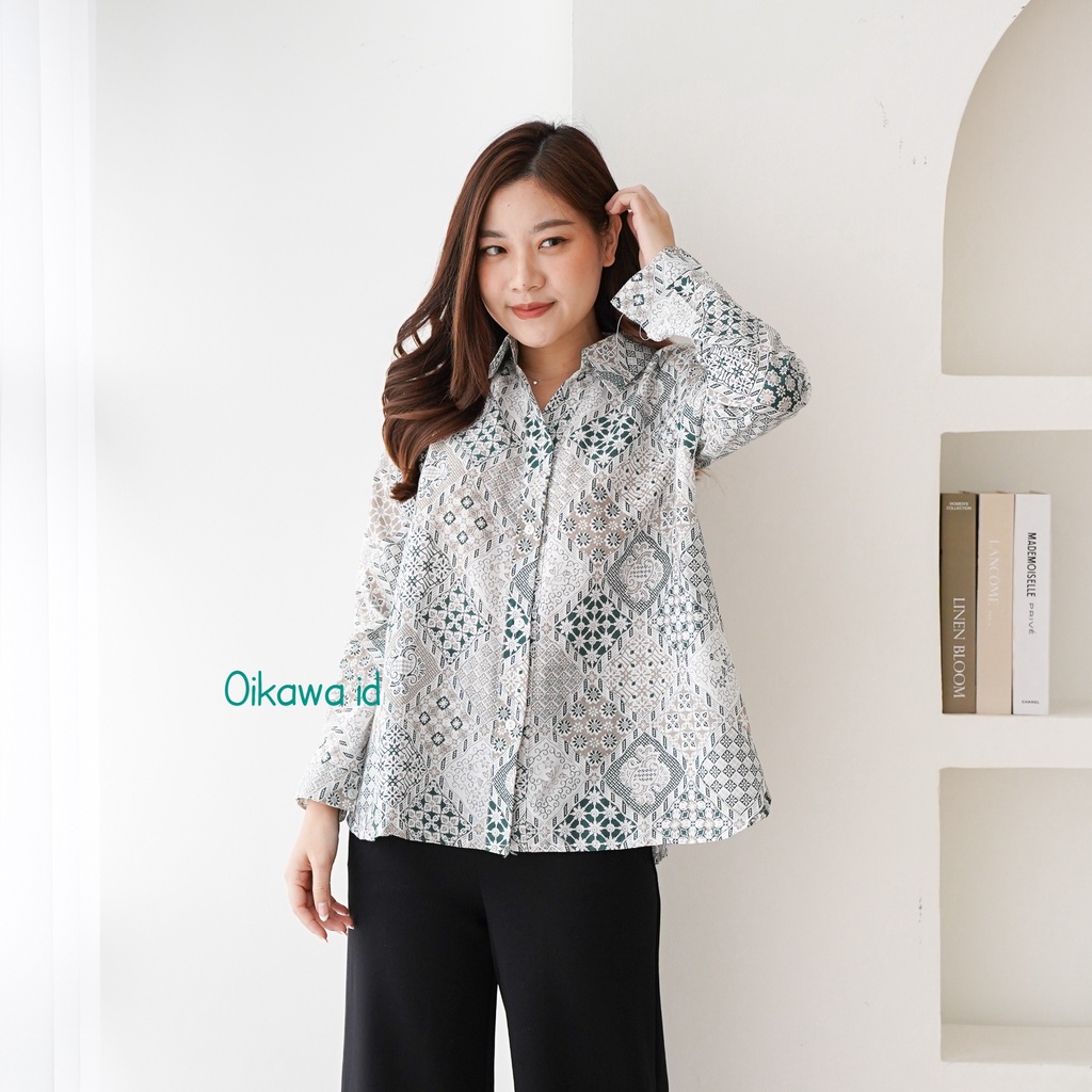 Jual Kemeja Batik | Blouse Kantor Batik Soft Wanita | Shopee Indonesia