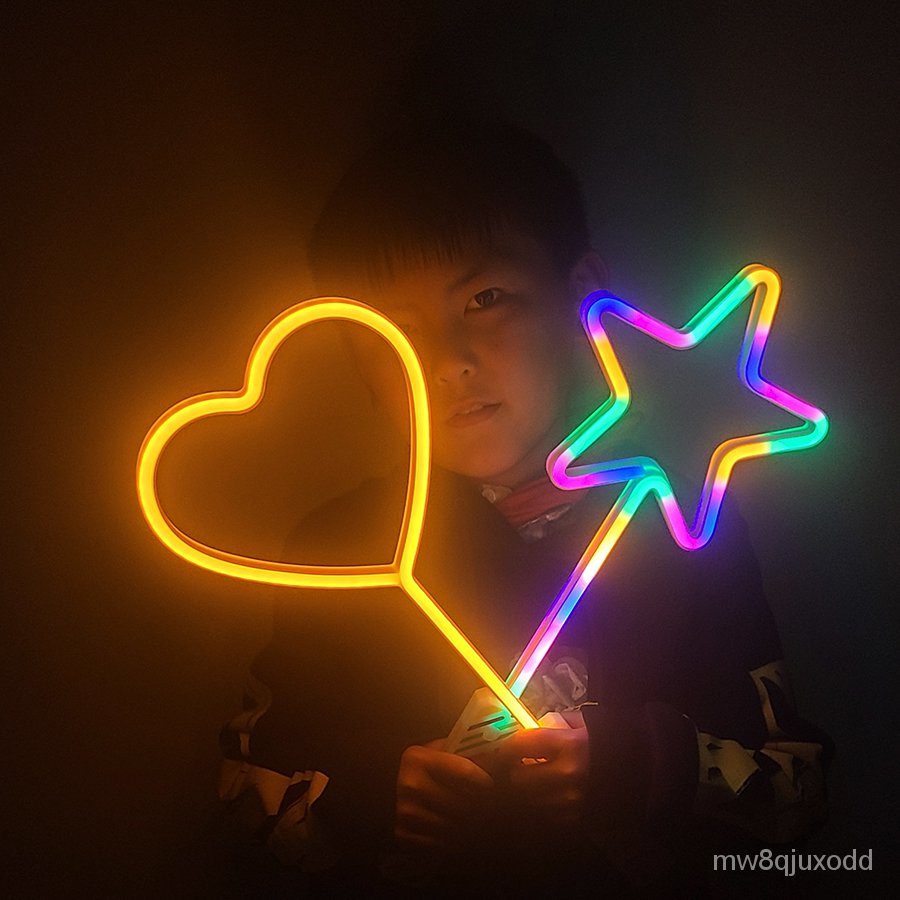 Jual Star LED Neon Party Lights Flashing Batons Cheering Heart-shaped ...