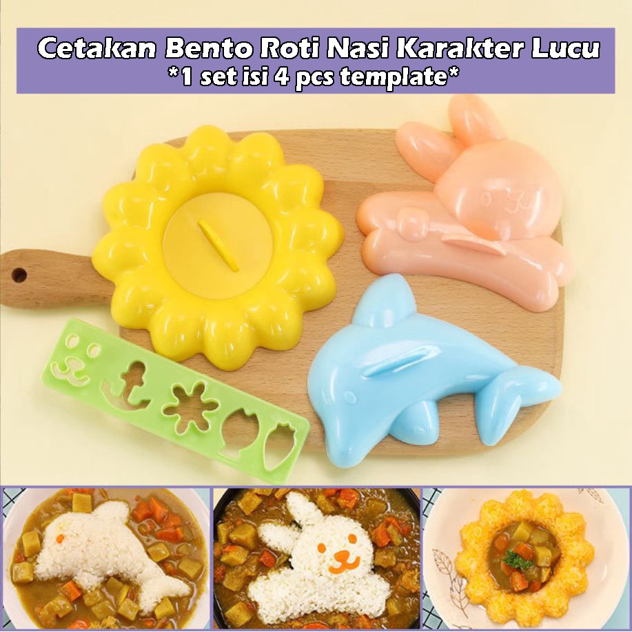 Jual Cetakan Bento Nasi Roti Sandwich Karakter Lucu 4 in 1 (isi 4 pcs ...