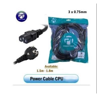 Jual Cable power cord to c13 proff tech 1.8m 3x0.75mm for psu cpu pc ...