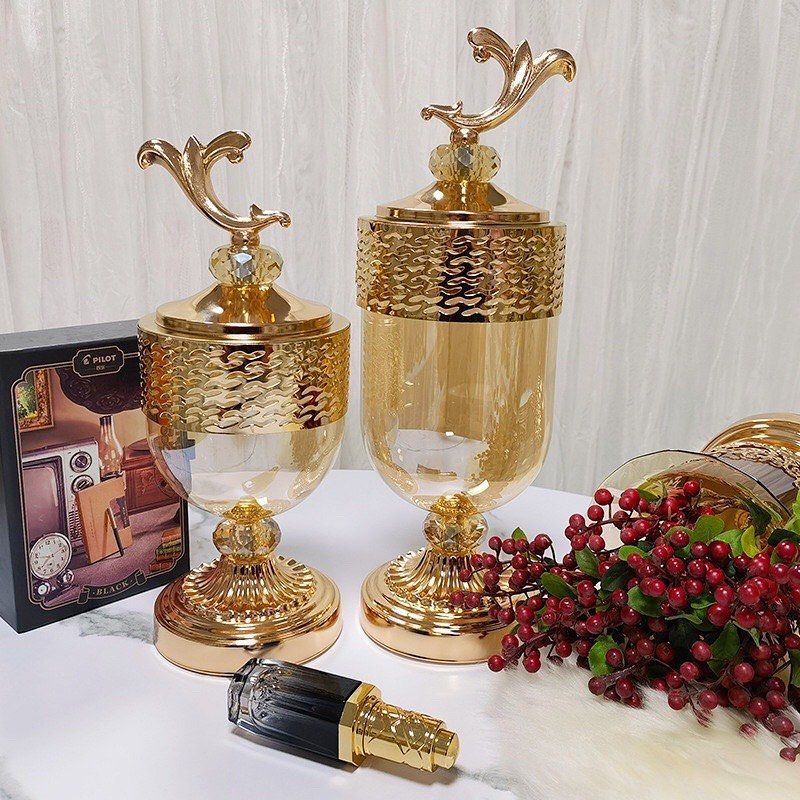 Jual Luxury Candy Jar Toples Permen Unik Gold Emas Murah Mewah Set ala ...