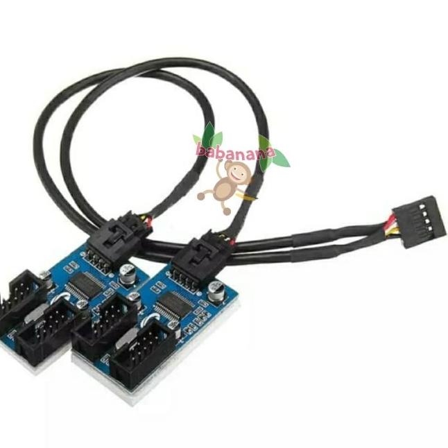 Jual Kabel USB Motherboard 9 pin Splitter 1 to 4 cabang front panel hub ...