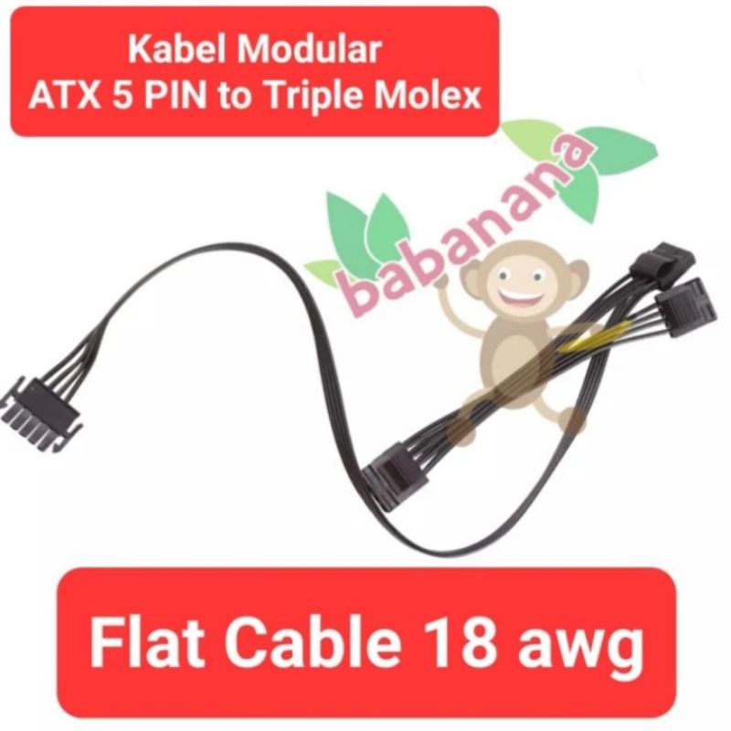 Jual Kabel Modular 5 Pin to Triple Molex IDE 4 PIN 4PIN ENERMAX Fan PSU ...