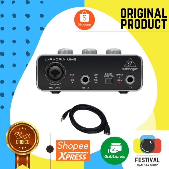 Jual Behringer Soundcard U-Phoria UM2 / UM-2 with Preamp | Shopee Indonesia