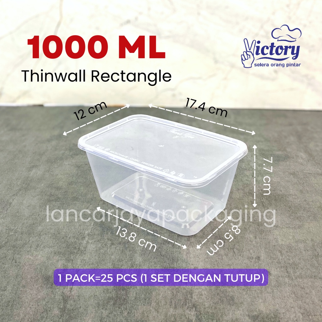 Jual Thinwall Rectangle Victory 1000ml 750ml 650ml 500ml Kotak Makan