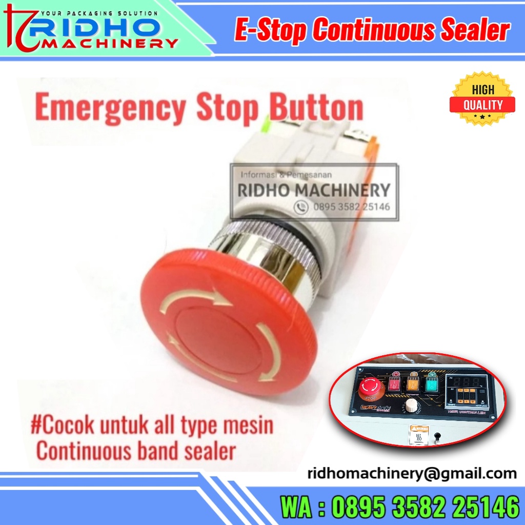 Jual Emergency Stop button push switch Off Mesin Continuous Band Sealer ...
