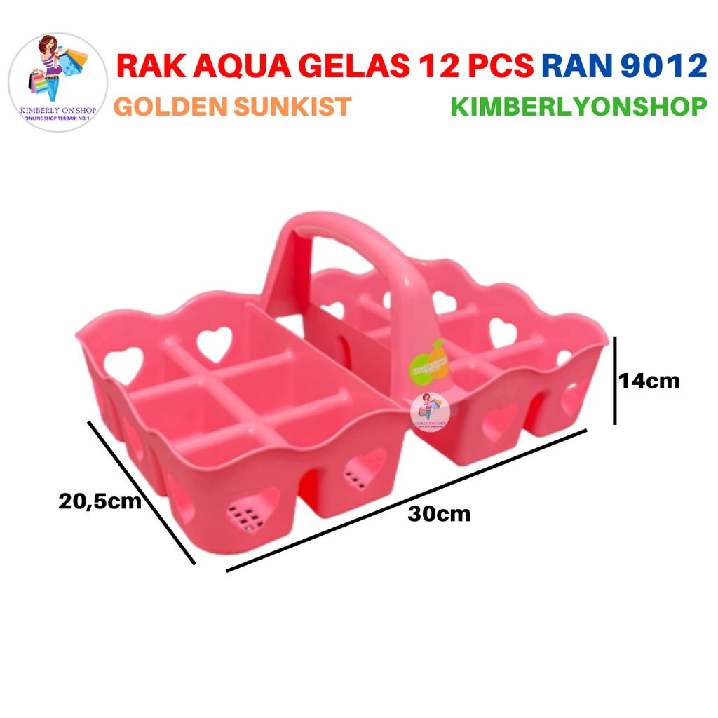 Jual Rak Aqua Gelas 12 Pcs RAN 9012 Pink Golden Sunkist | Shopee Indonesia
