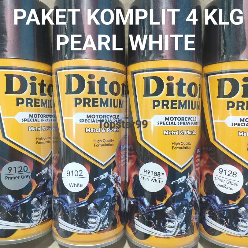 Jual Pilok Cat Diton Premium Paket Komplit 4 Kaleng Pearl White Putih Mutiara 9188 Primer Grey ...