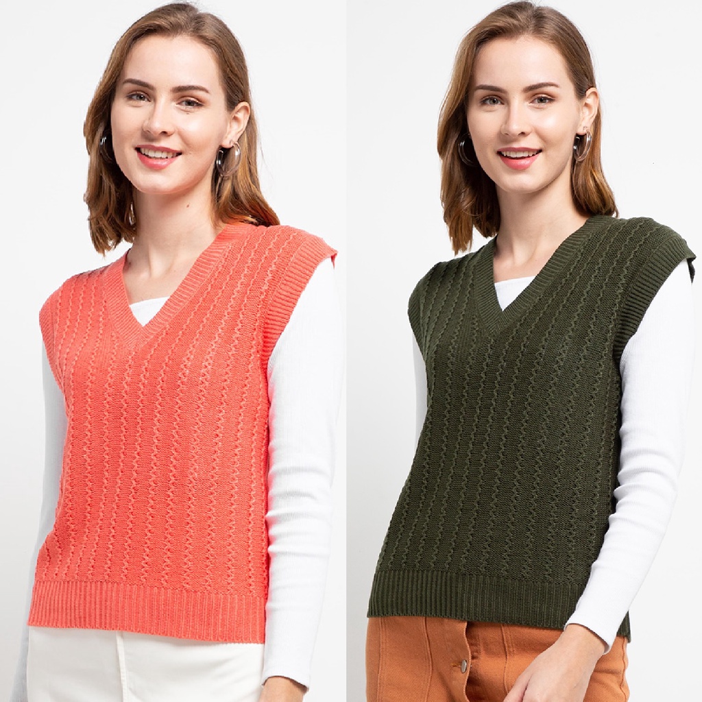 Jual PEPONI 1720 Vest Rompi Rajut Oversize Korean V-Neck Premium ...