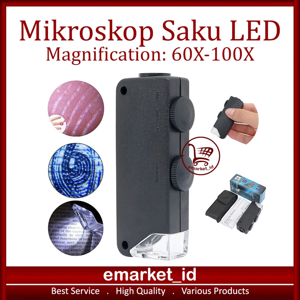 Jual Mikroskop Saku Mini LED 60X-100X AE90 / Microscope Kaca Pembesar ...