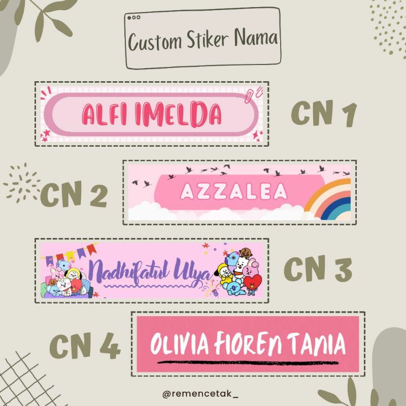 Jual [1 PACK] STICKER/STIKER LABEL NAMA MURAH | Shopee Indonesia