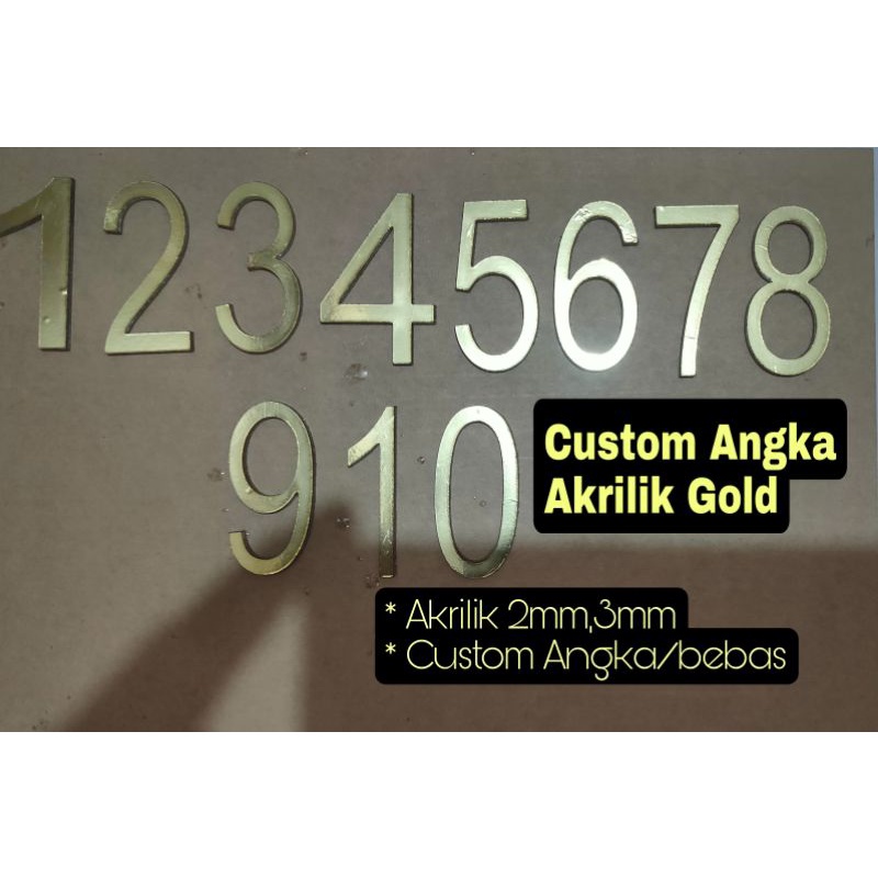 Jual Angka/Huruf akrilik Warna gold (custom) | Shopee Indonesia