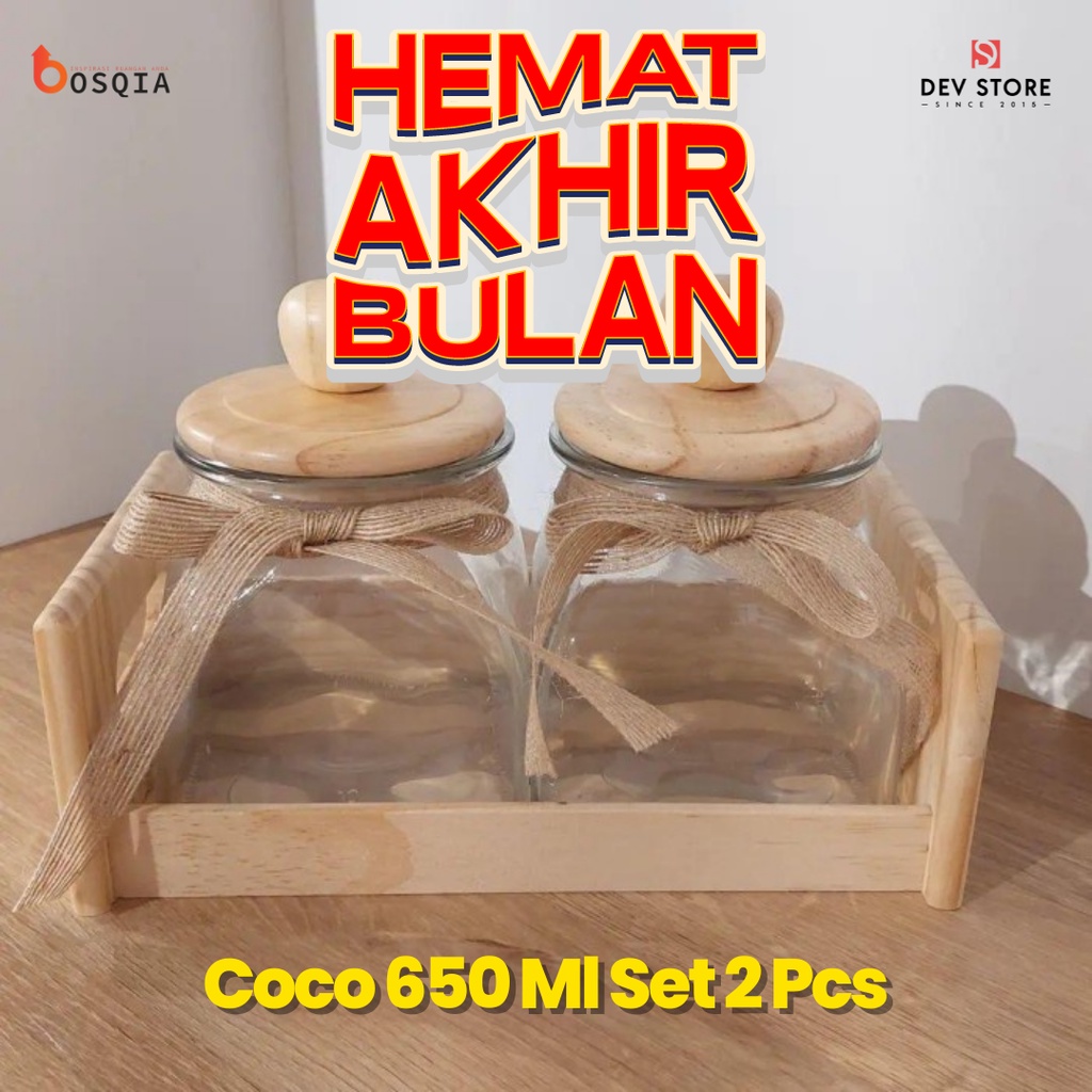 Jual Coco 650 Ml Set 2 Pcs Stoples / COCO CANISTER 650ML SET OF 2 WITH TRAY | Shopee Indonesia